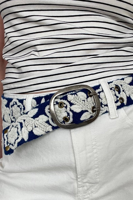 Blue & Cream Two-Tone Belt – Red Door Boutique