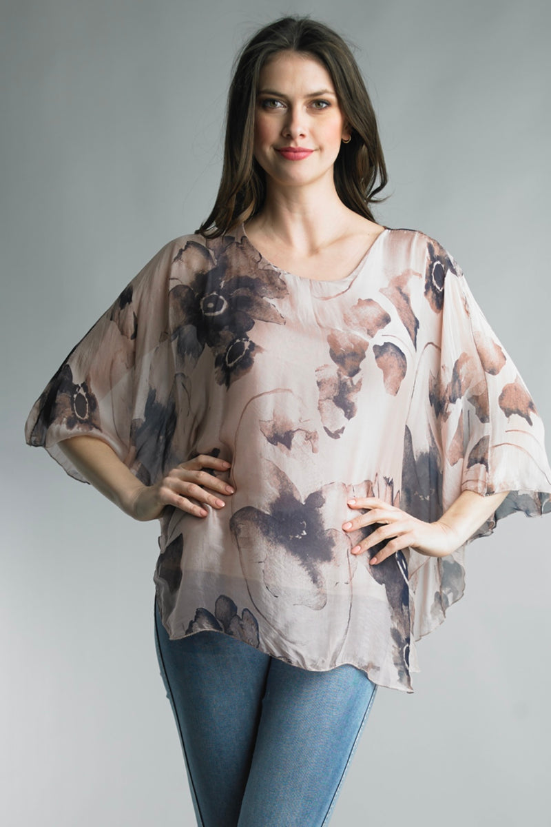 Flowing Floral Silk Top – Red Door Boutique